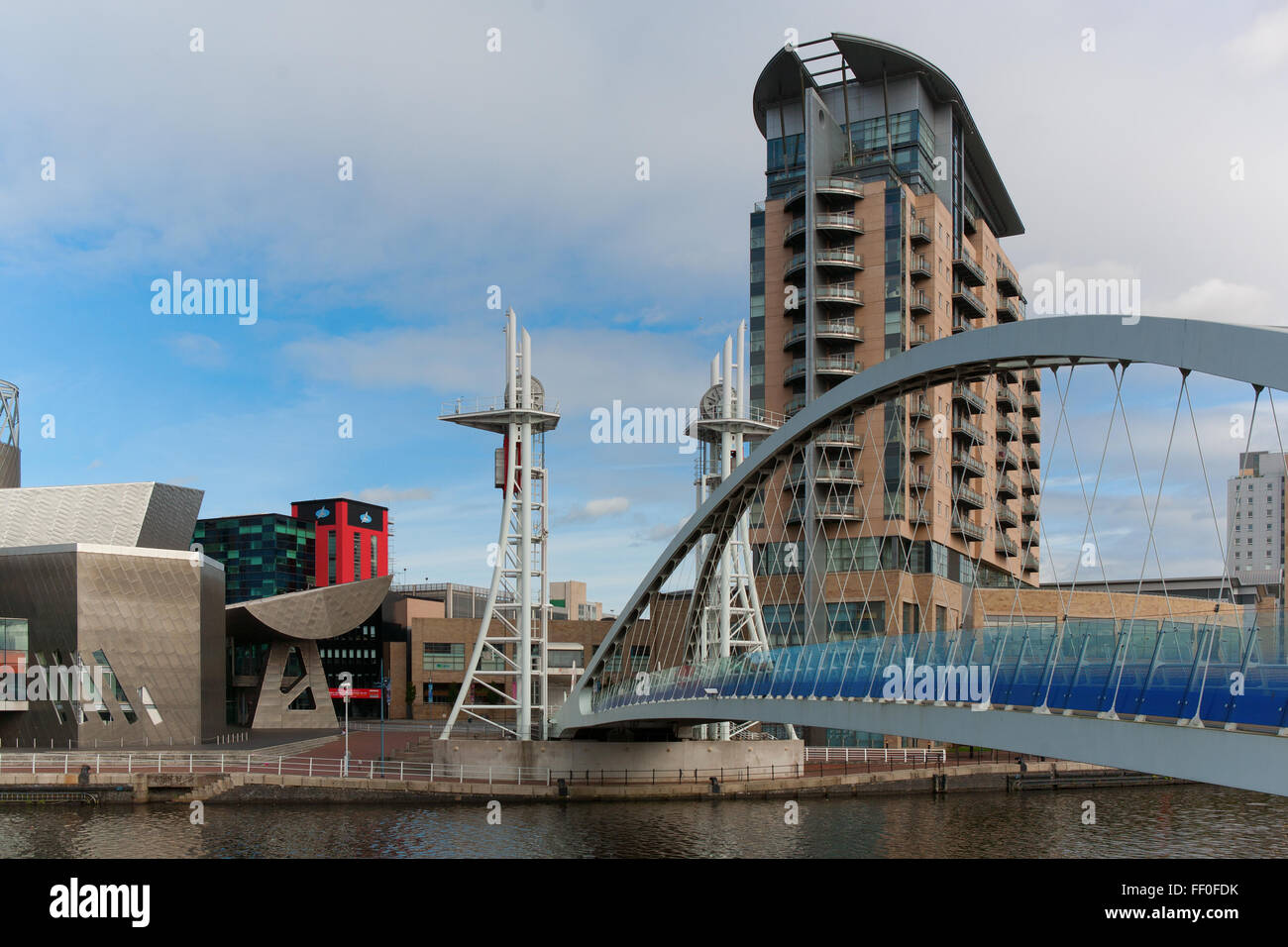 Lowry Millennium bridge footbridge Salford Quays Greater Manchester ...