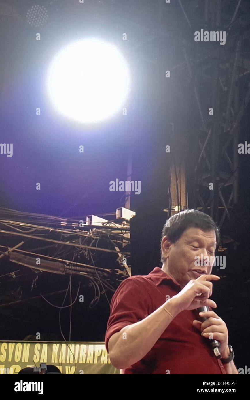 Manila, Philippines. 09th Feb, 2016. Davao City Mayor and presidential ...