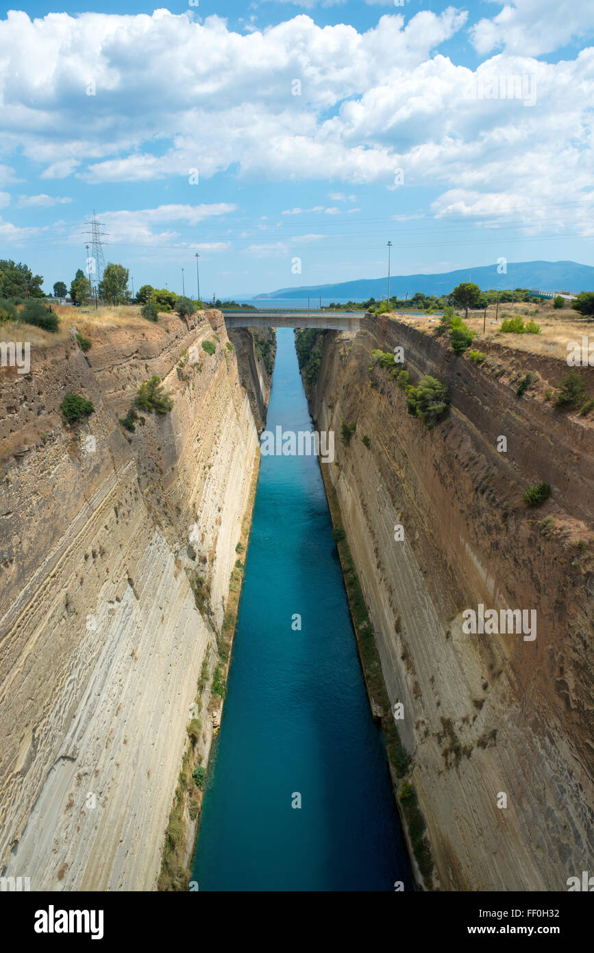 Corinth canal that connects the Gulf of Corinth with the Saronic Gulf ...