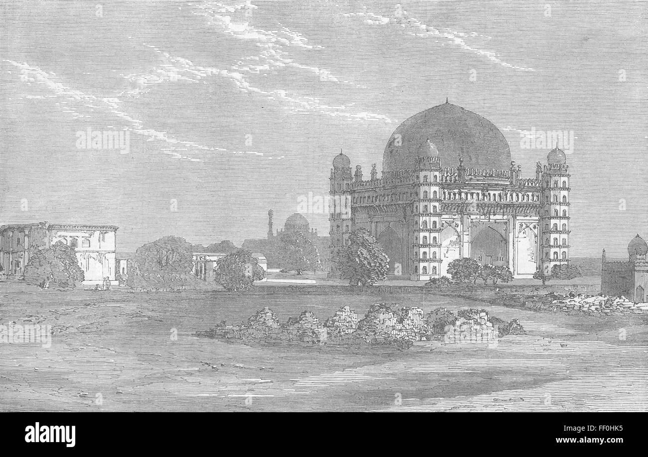 INDIA Tomb of Mohammed Adil Chah, Bijapur, India 1871. Illustrated ...