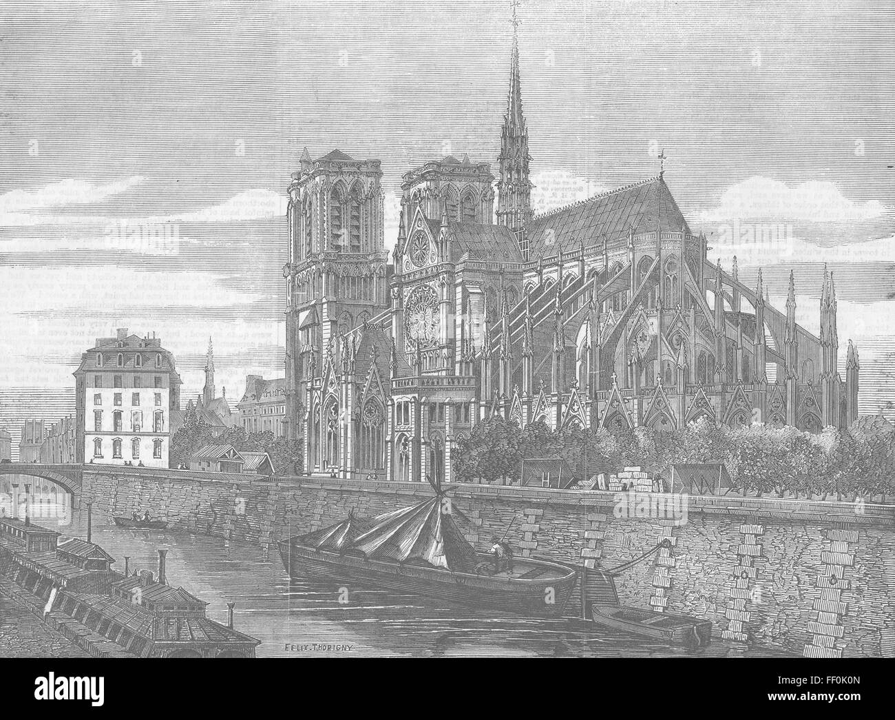 PARIS Notre Dame restored new spire 1859. Illustrated London News Stock ...