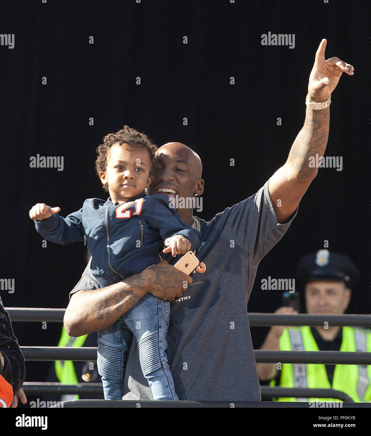 Denver, Colorado, USA. 9th Feb, 2016. Broncos AQIB TALIB and Son ...
