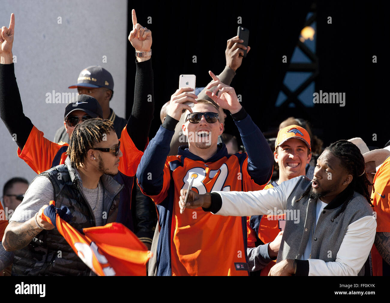 Denver, Colorado, USA. 9th Feb, 2016. A Broncos family member ...