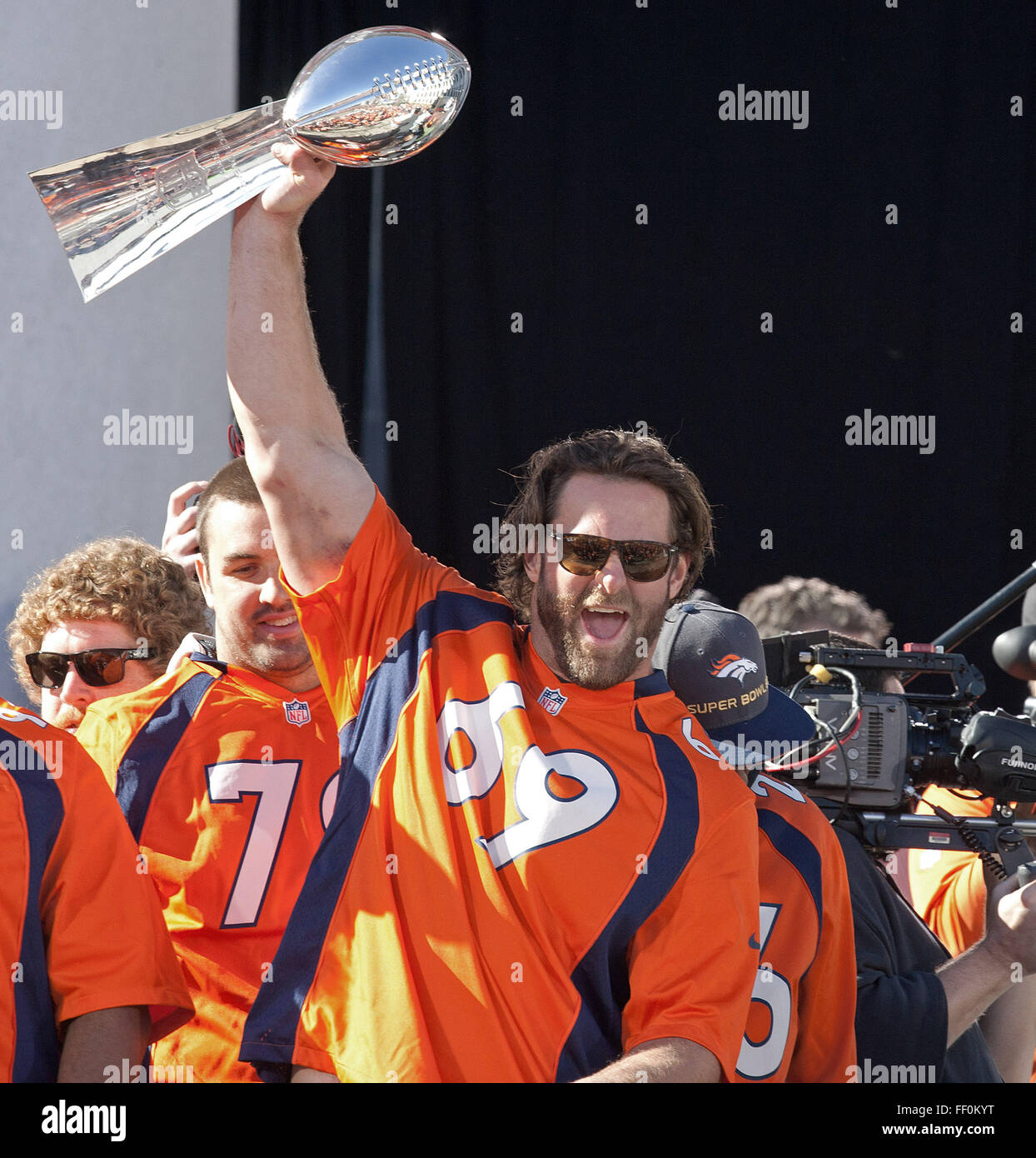 Denver, Colorado, USA. 9th Feb, 2016. Broncos EVAN MATHIS celebrates ...