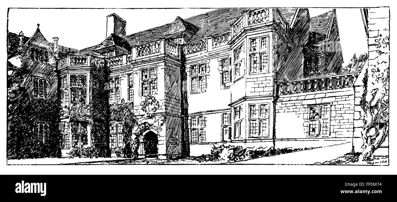 English Country House, drawing by Reginald Theodore Blomfield, from a ...