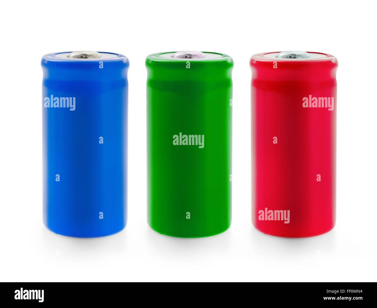 Three color battery isolated on white with clipping path Stock Photo ...