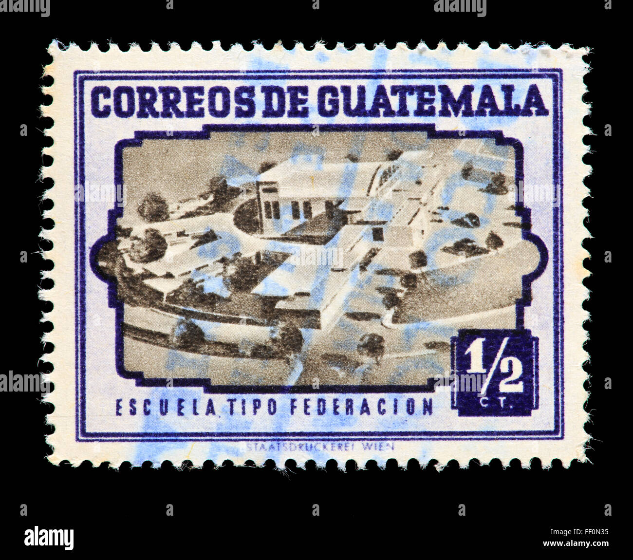 Postage stamp from Guatemala depicting a model modern schools Stock ...