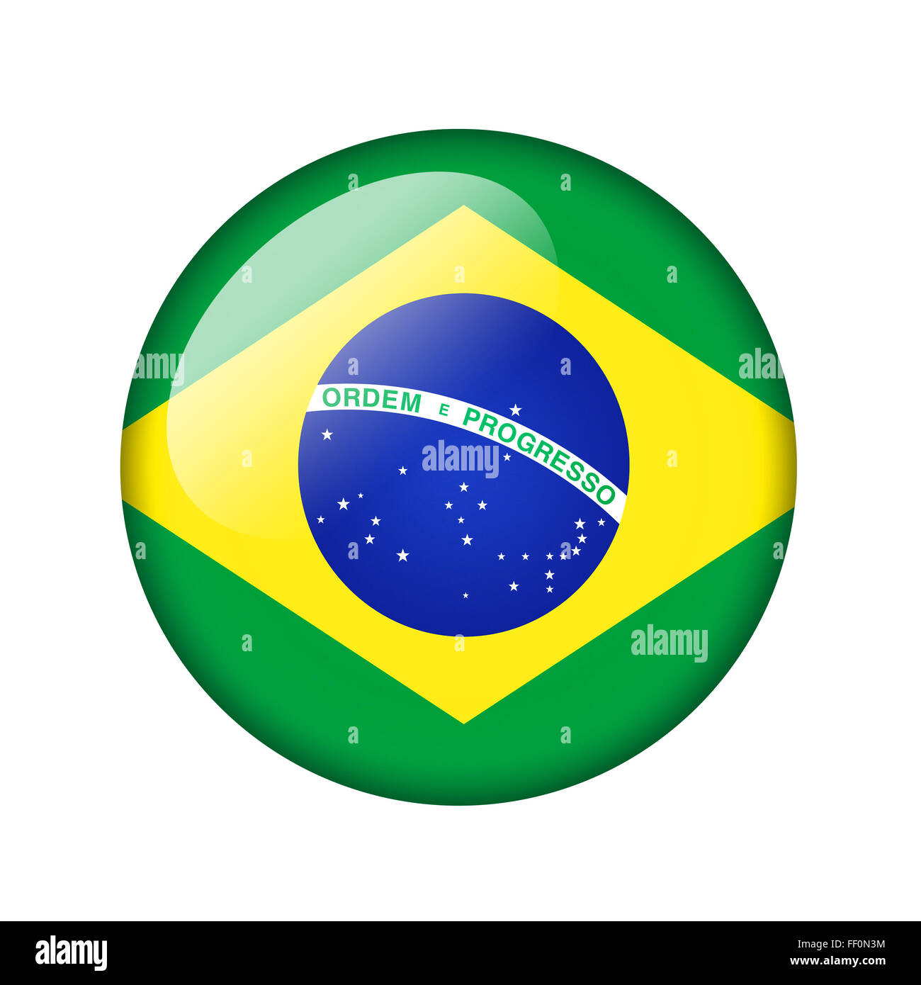 Flag brazil round glossy icon hi-res stock photography and images - Alamy