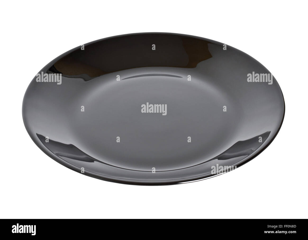 Empty ceramic black plate isolated on a white background Stock Photo ...