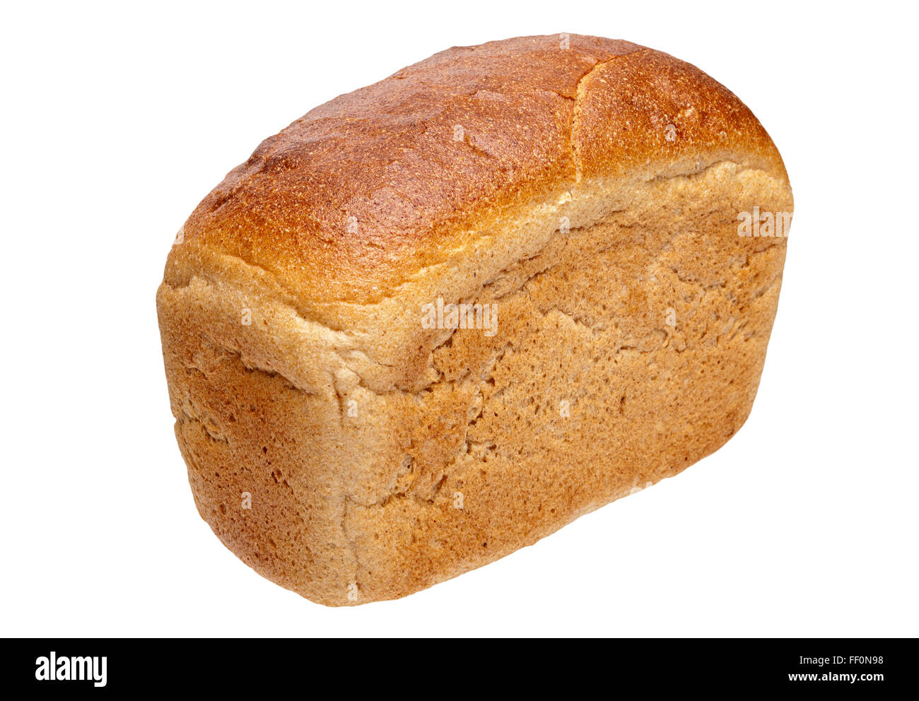 White bread made from rye and wheat flour coarse grinding. Isolated on ...