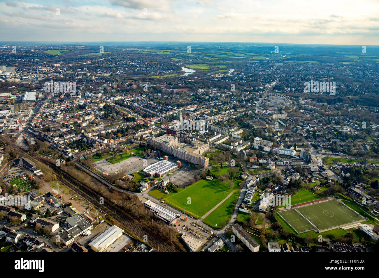 Aerial view, Tengelmann headquarters Mülheim an der Ruhr, discounters ...
