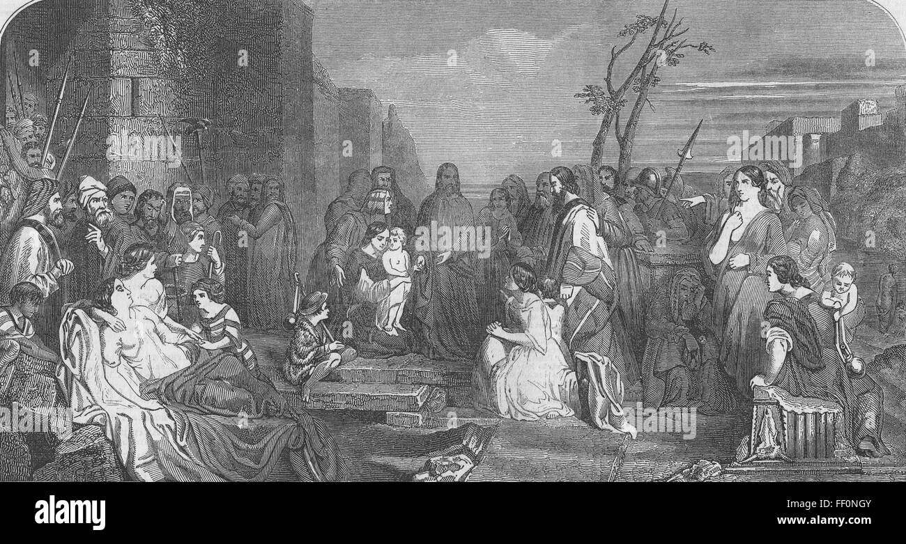 RELIGIOUS Fine Arts Christ teaching humility 1849. Illustrated London ...