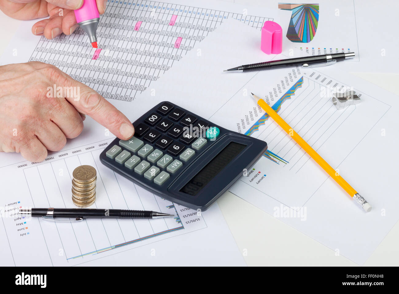 Calculator accounting ledger hi-res stock photography and images - Alamy