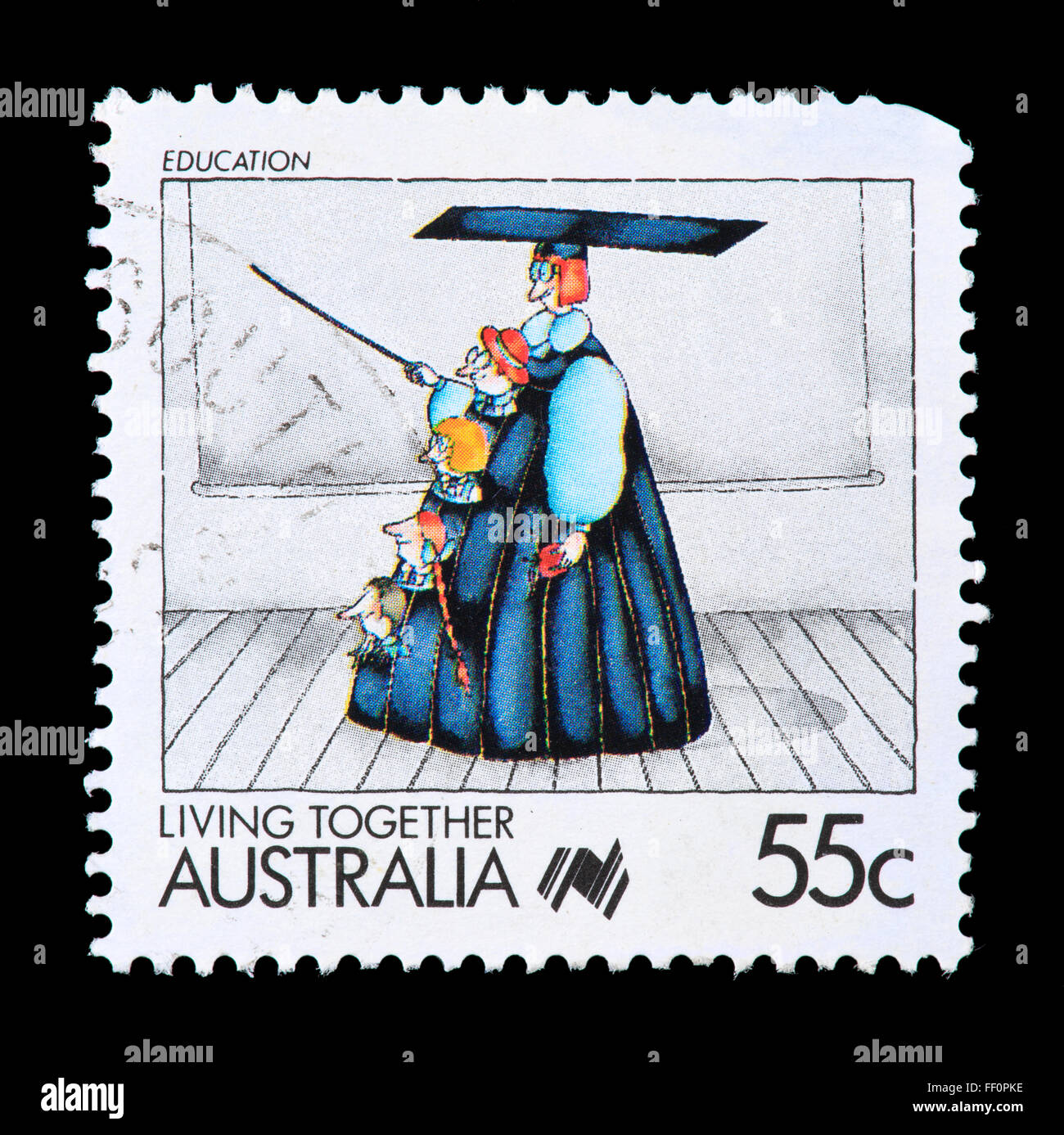 Postage stamp from Australia depicting education (cartoon drawing Stock ...