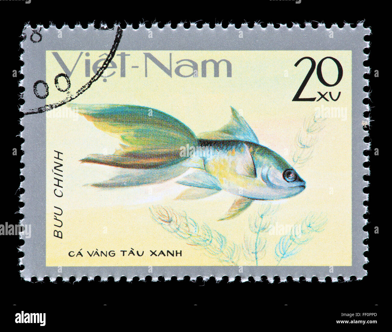 Postage stamp from Vietnam depicting a goldfish (Carassius auratus ...