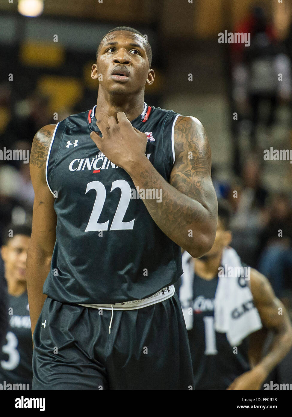 Orlando, FL, USA. 9th Feb, 2016. Cincinnati center Coreontae DeBerry ...