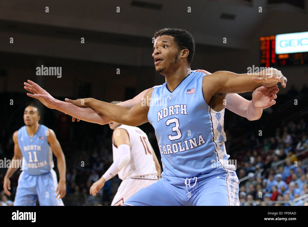 Conte Forum. 9th Feb, 2016. MA, USA; North Carolina Tar Heels forward ...