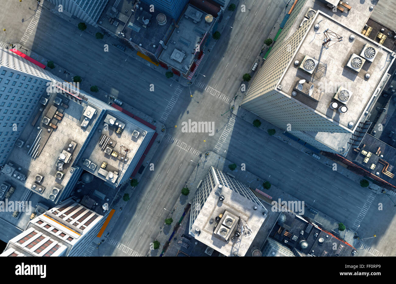 Aerial view of New York City intersection, New York, United States ...