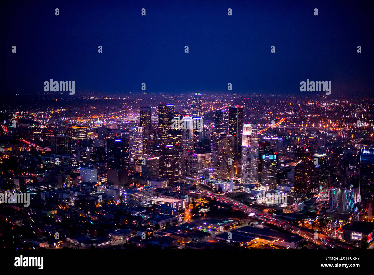 Aerial view of Los Angeles cityscape, California, United States Stock ...