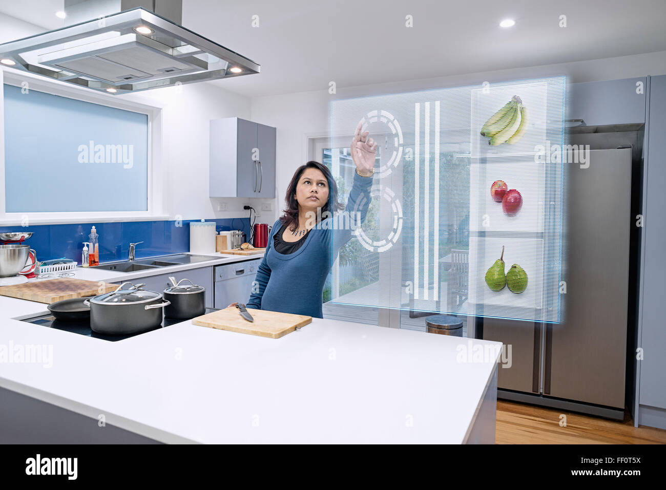 Hologram woman in front new hi-res stock photography and images - Alamy