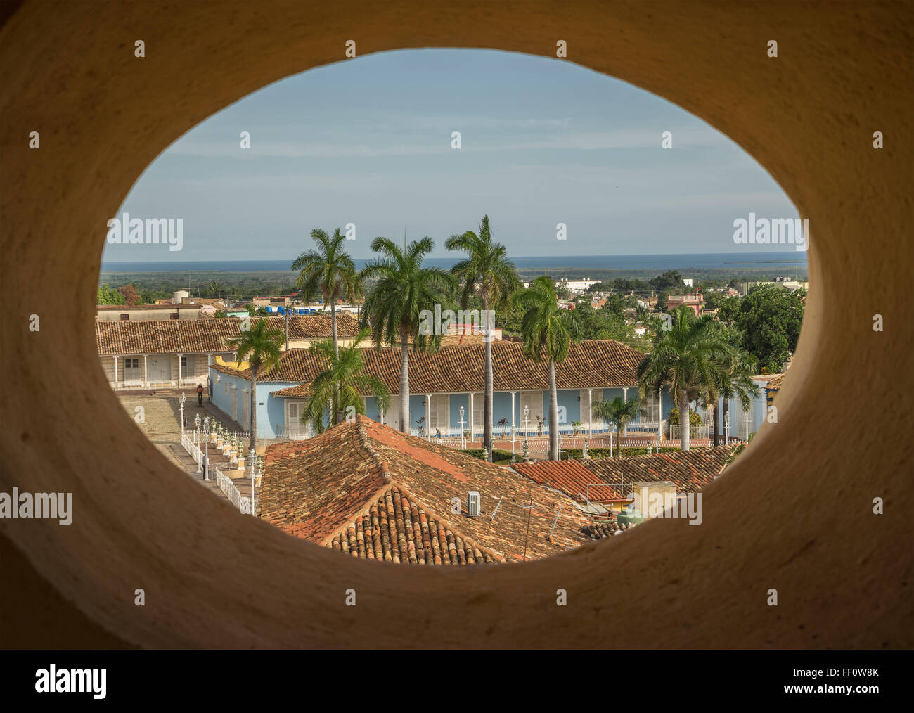 Window with view of Trinidad cityscape, Sancti Spiritus, Cuba Stock ...