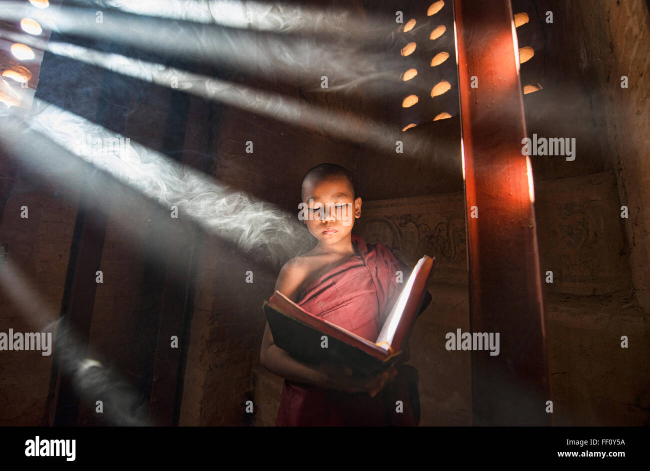 Buddhist monk reading a book hi-res stock photography and images - Alamy