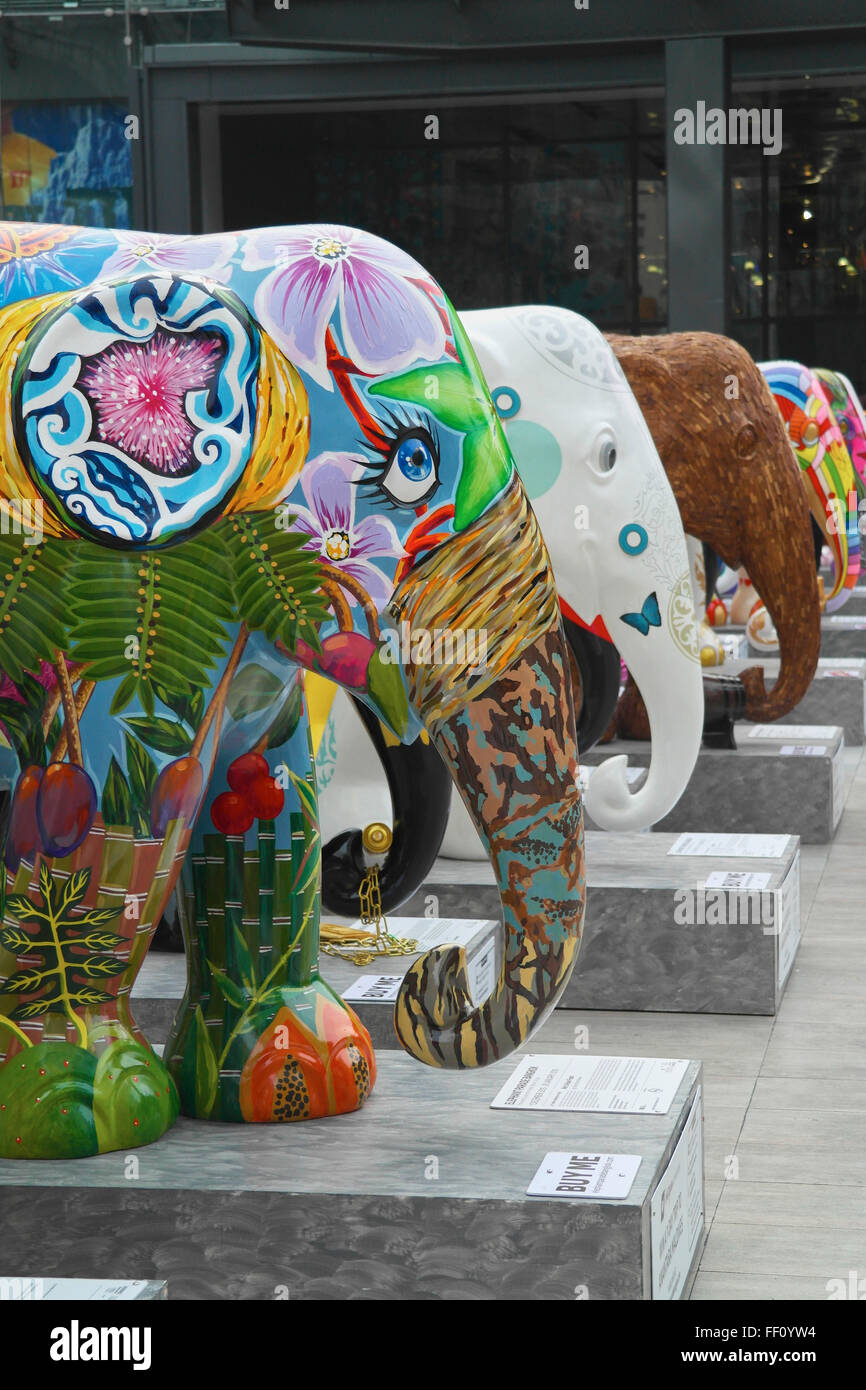 Colorful elephant statues in Bangkok - Thailand Stock Photo - Alamy