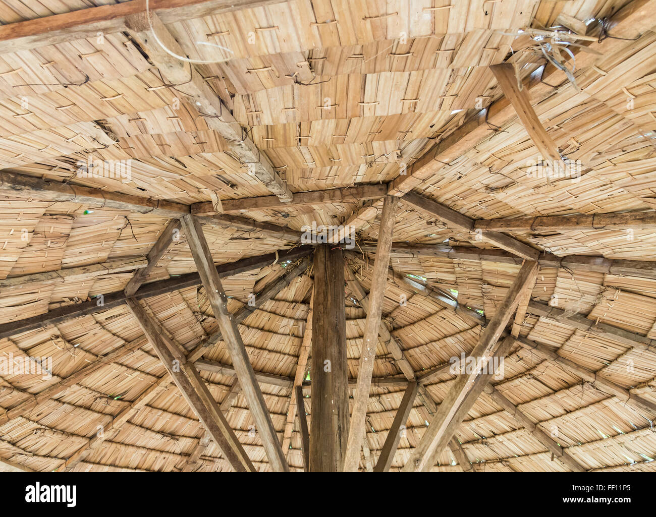 Inside of thatched roof hut in the countryside of Thailand Stock Photo ...