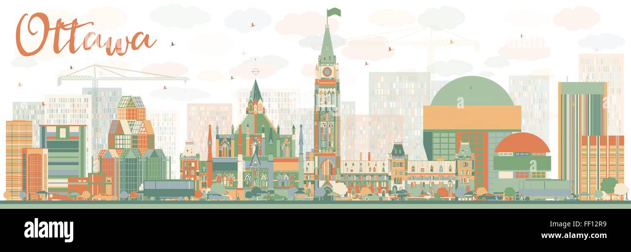 Abstract Ottawa Skyline with Color Buildings. Vector Illustration ...