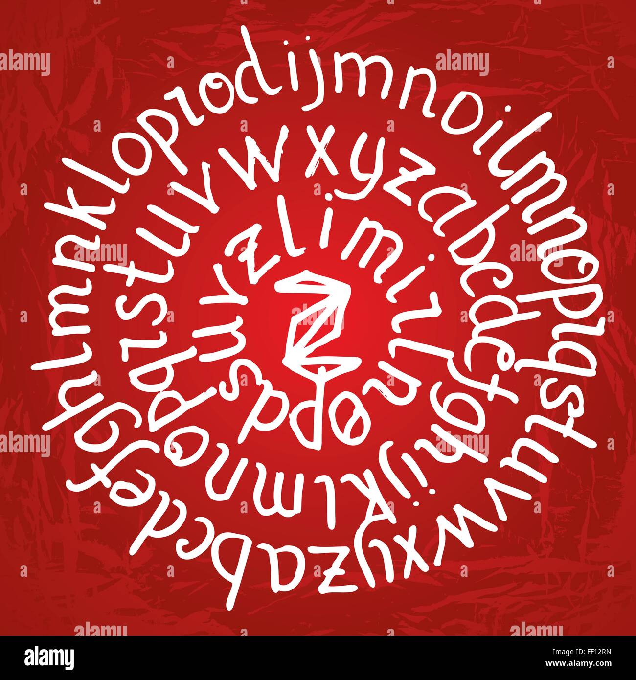 Abstract round lettering on red gradient background with texture ...