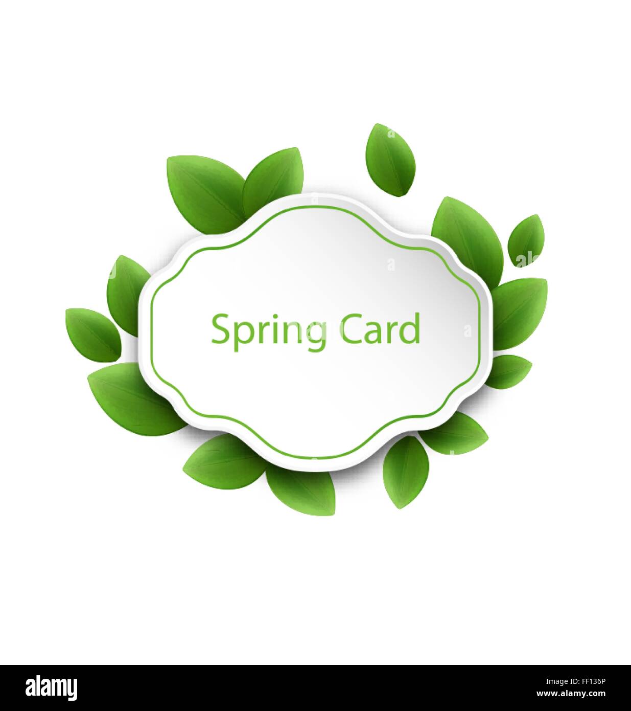 Abstract Label with Eco Green Leaves, Isolated on White Backgrou Stock ...