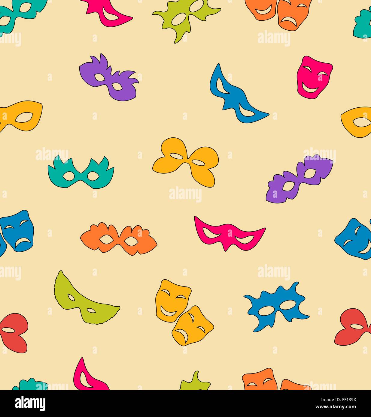 Colorful carnival masks seamless pattern Stock Vector Image & Art - Alamy