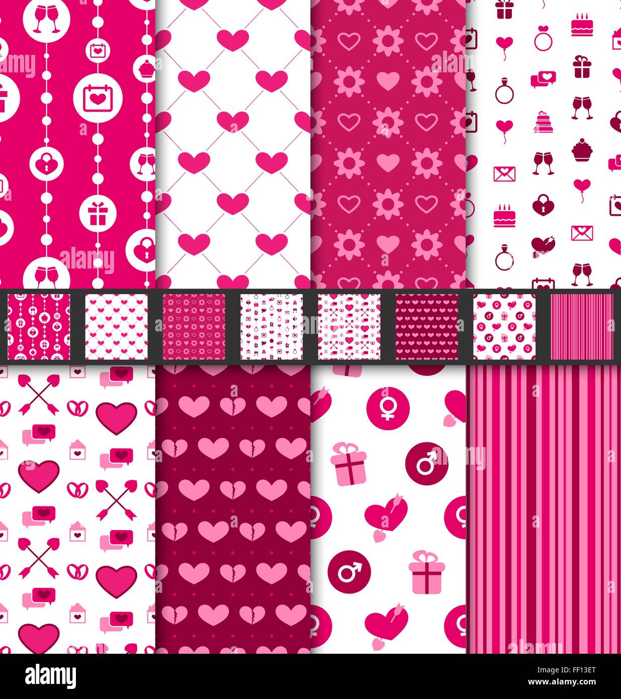 Set seamless backgrounds Valentine Day pattern Stock Vector Image & Art ...