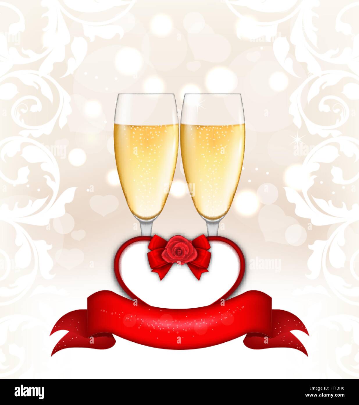 Happy valentines champagne gift Stock Vector Images - Alamy