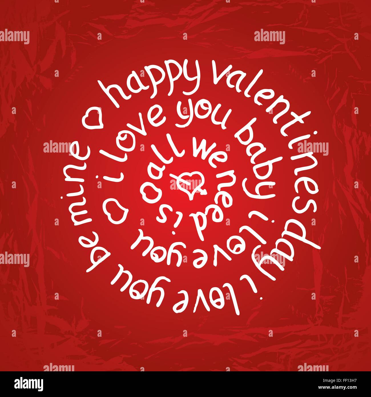 Valentines day round lettering on red gradient background with texture ...
