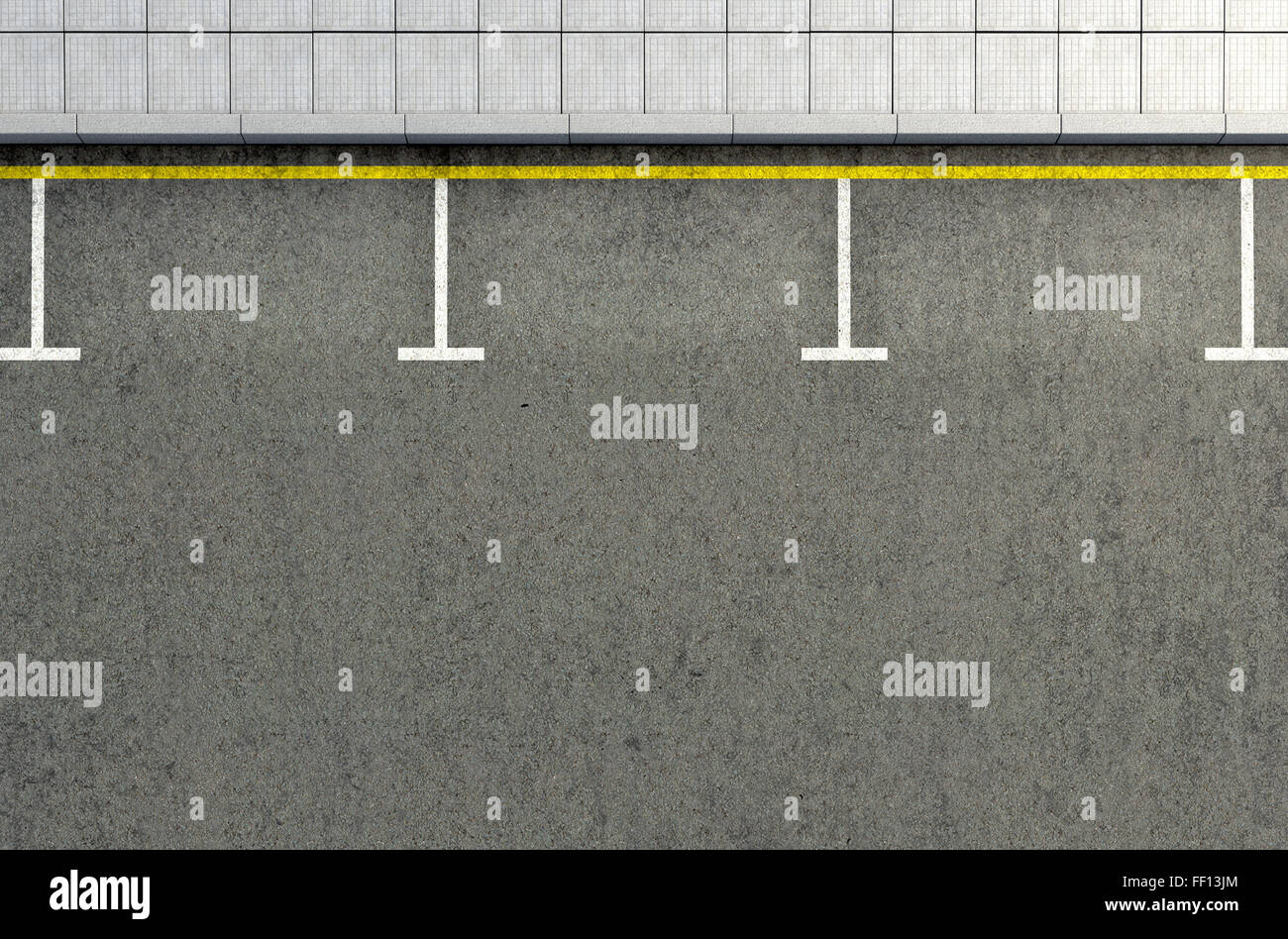 A section of a tarmac road with demarcated parking areas next to a ...