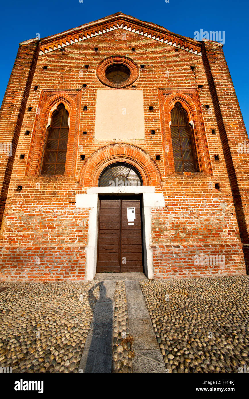church in the parabiago closed brick tower sidewalk italy lombardy old ...