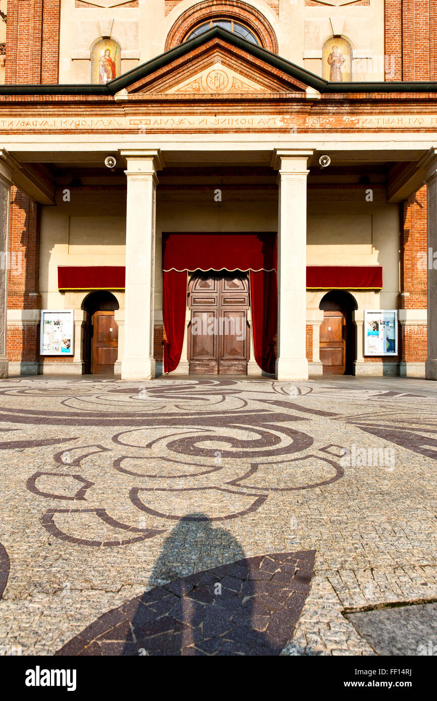 church in the parabiago closed brick tower sidewalk italy lombardy old ...