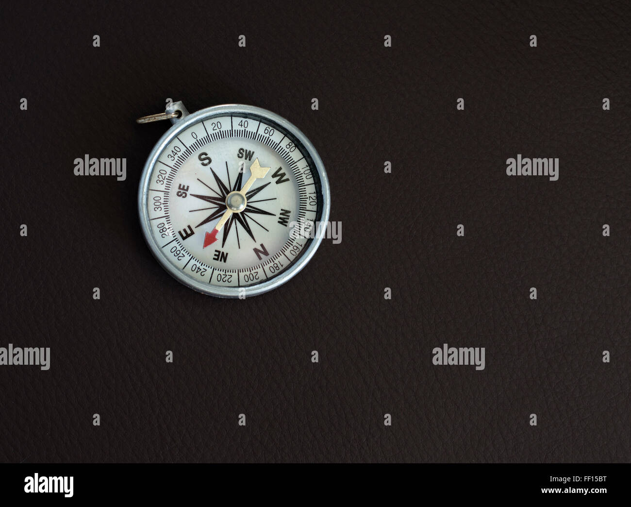 Aged compass on leather as background Stock Photo - Alamy