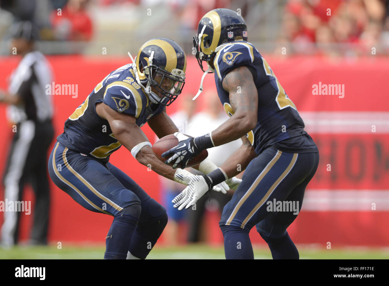 Tampa, Florida, USA. 14th Sep, 2014. St. Louis Rams strong safety T.J. McDonald (25) celebrates ...
