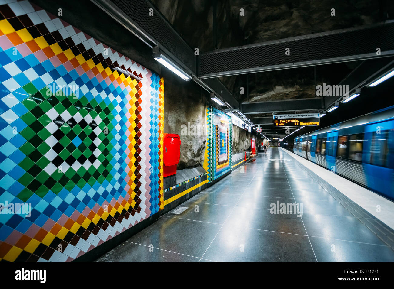 STOCKHOLM, SWEDEN - JULY 30, 2014: Modern Stockholm Metro Train Station ...