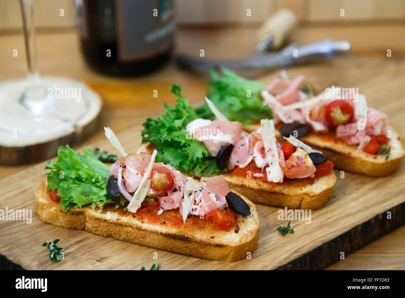 Tapas with Crusty Bread - Selection of Spanish tapas served on baguette ...