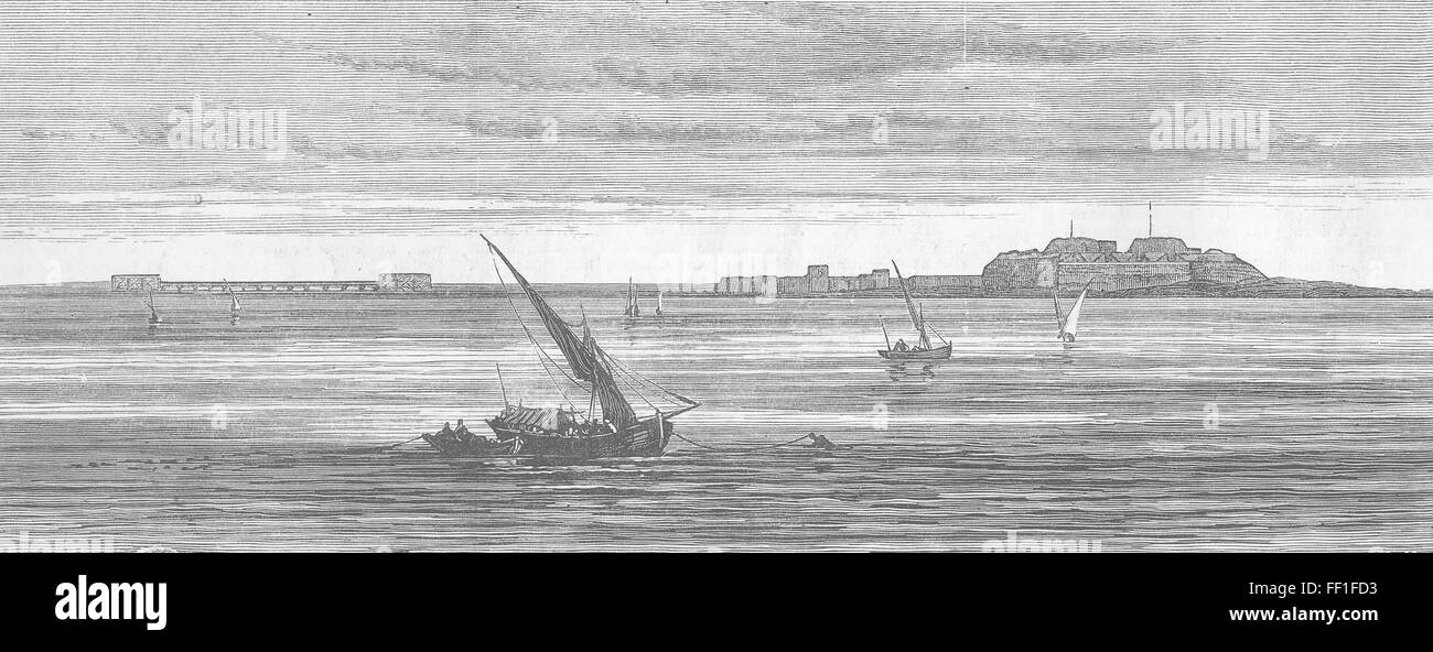EGYPT War Railway Ft, Aboukir Bay 1882. Illustrated London News Stock ...