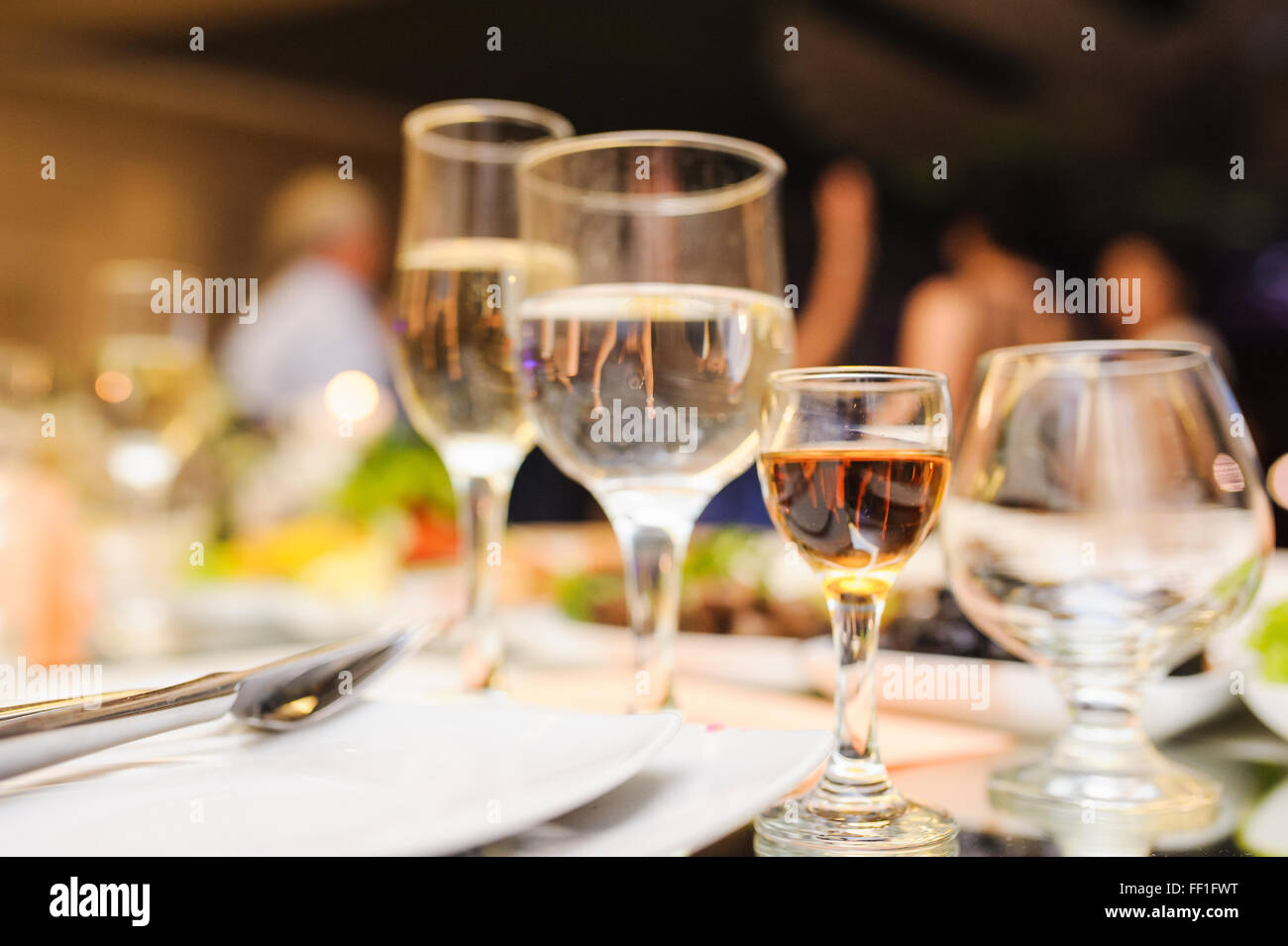 Banquet wedding table setting on evening reception Stock Photo - Alamy