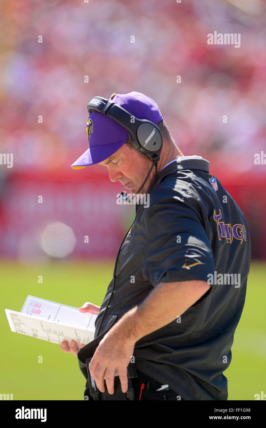 Tampa, FL, USA. 26th Oct, 2014. Minnesota Vikings head coach Mike ...