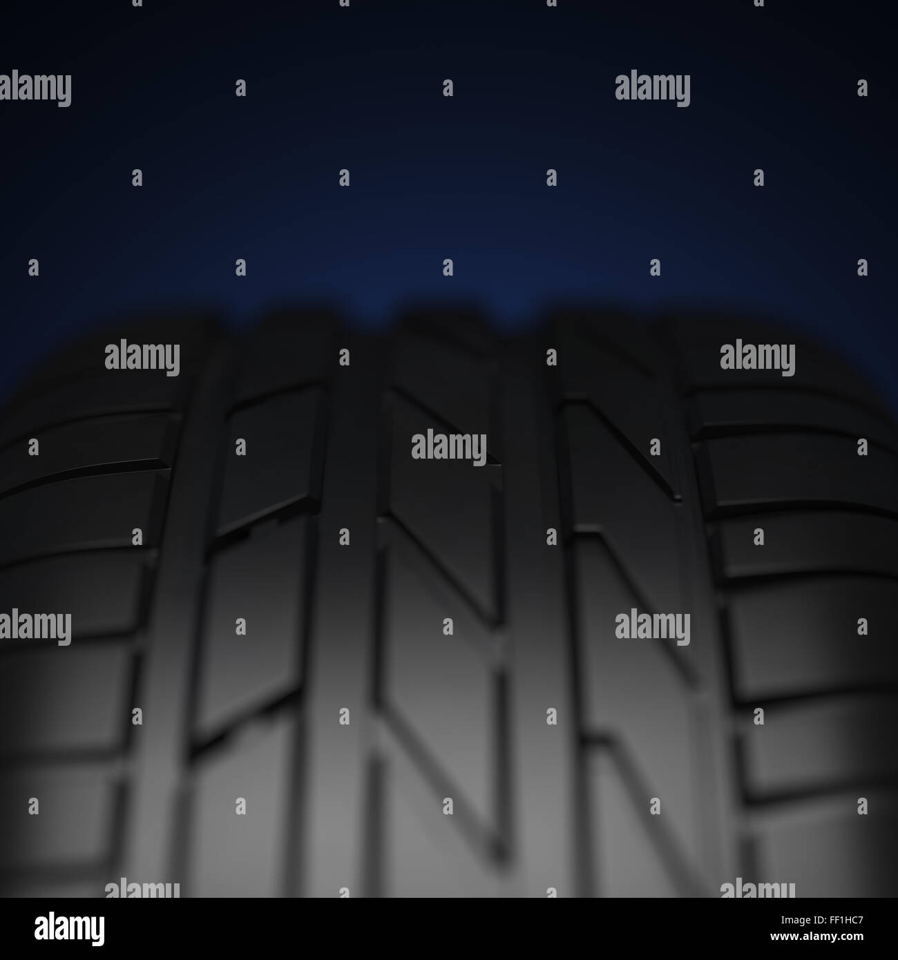 Car vehicle tire on dark blue background with shallow dof. Sport tyre ...