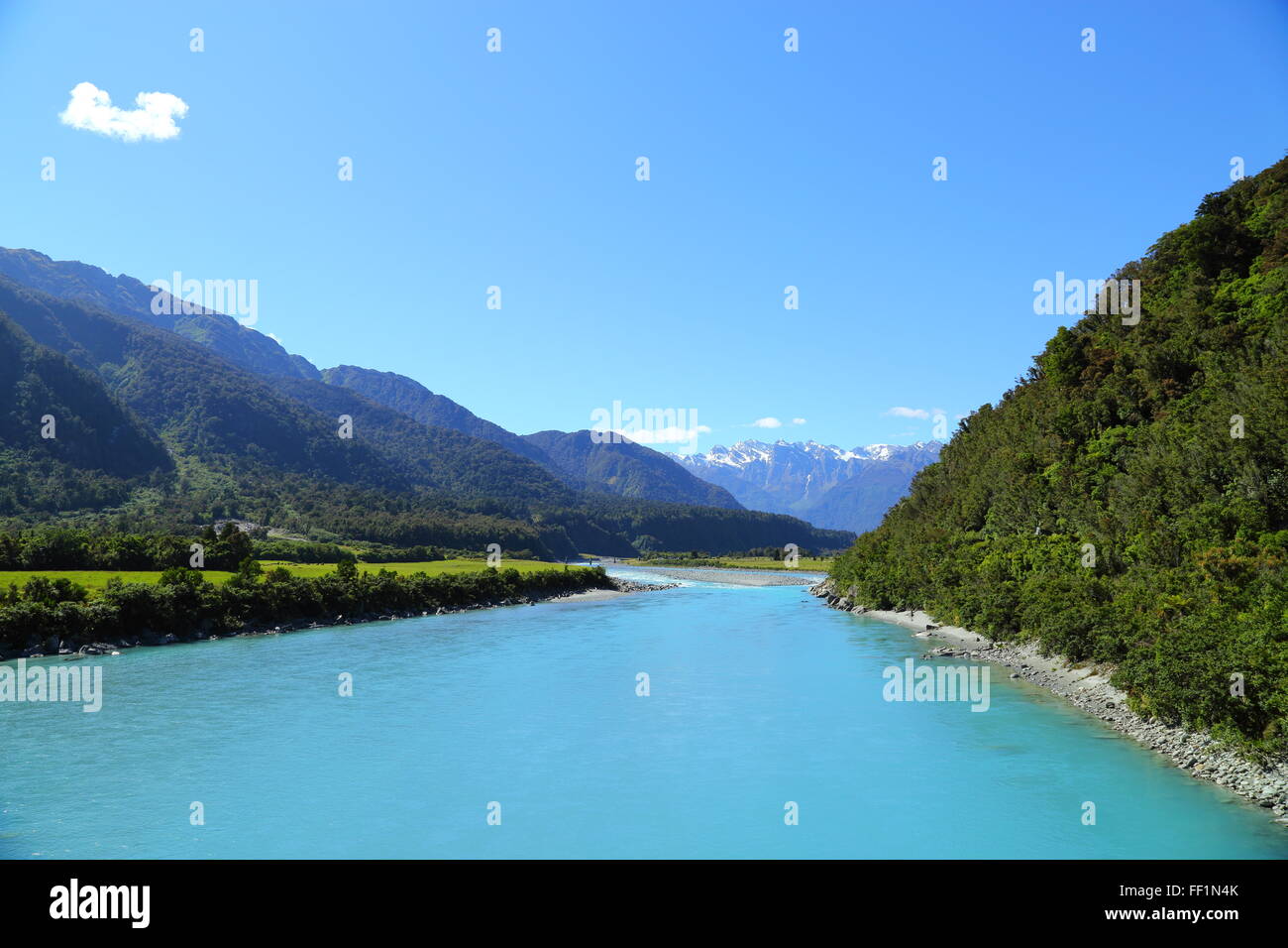 The turquoise Whataroa River and the Alps - New Zealand Stock Photo - Alamy