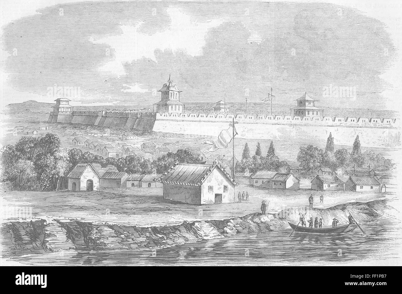 CHINA Opium Wars Tien-Tsin, banks of Peiho River 1860. Illustrated ...