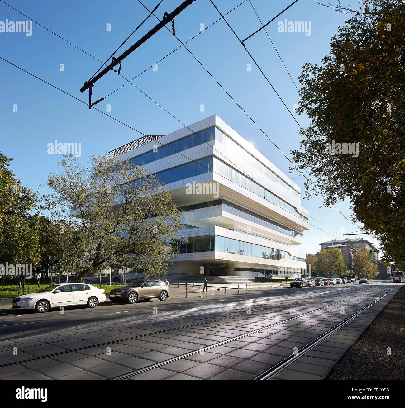 Corner elevation with street. Dominion Tower, Moscow, Moscow, Russia ...