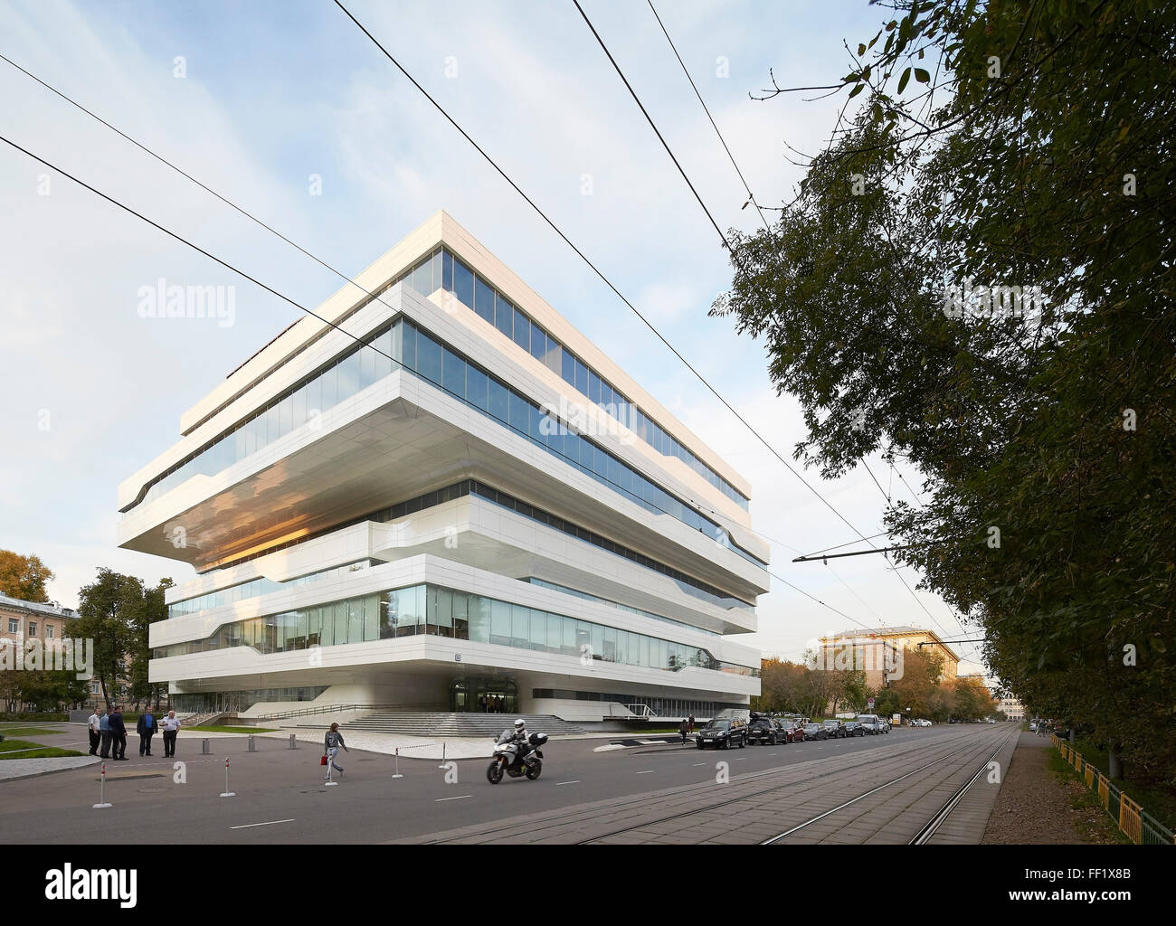Corner elevation with street and context. Dominion Tower, Moscow ...